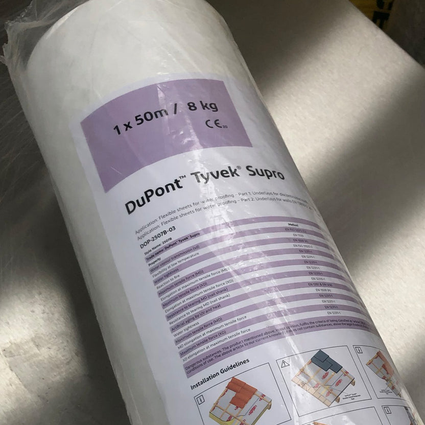 DuPont™ Tyvek® Supro - Breather Felt Roof Membrane - 50m x 1m (50m²)